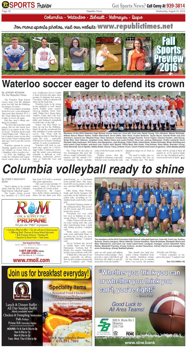 Fall sports preview in this week's paper - Republic-Times | News